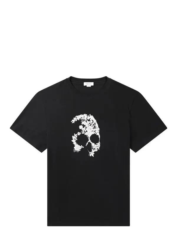 Alexander McQueen Printed Cotton-jersey T-shirt - Black