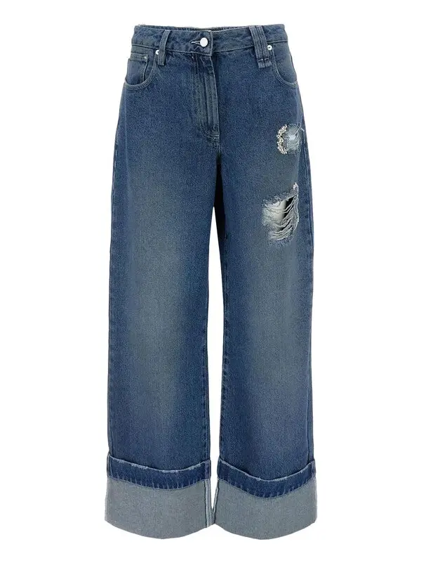 Simone Rocha Distressed Straight-leg Jeans - Blue