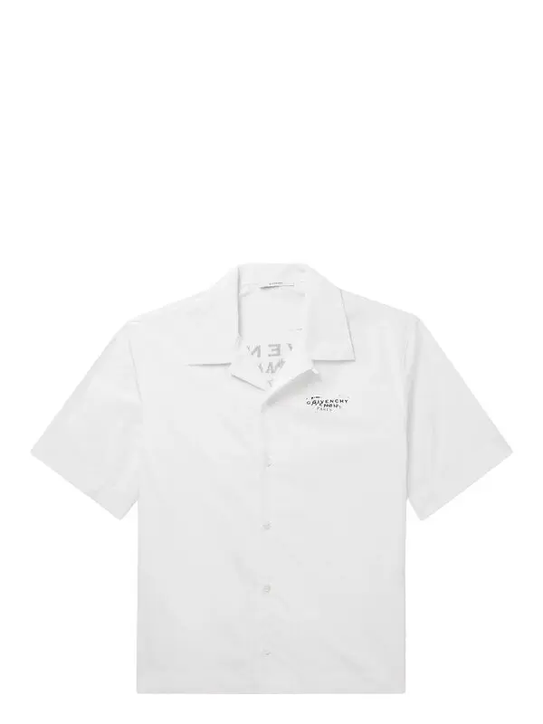Givenchy Convertible-collar Logo-print Cotton-poplin Shirt - White