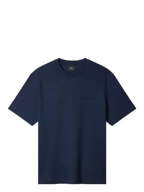 Paul Smith Casual-fit Navy Embossed 'happy' T-shirt - Blue