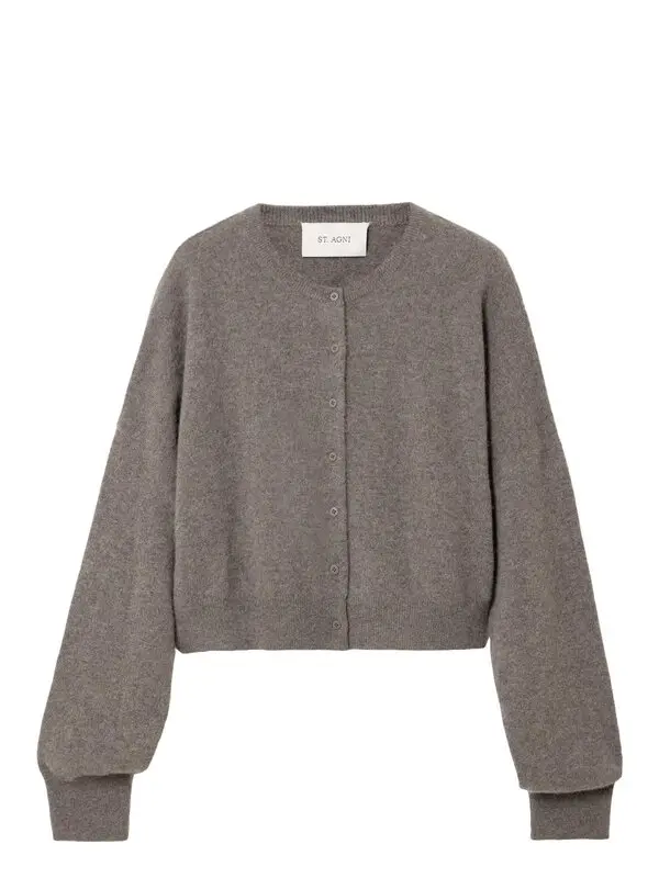 ST. AGNI Cropped Cashmere Cardigan - Gray