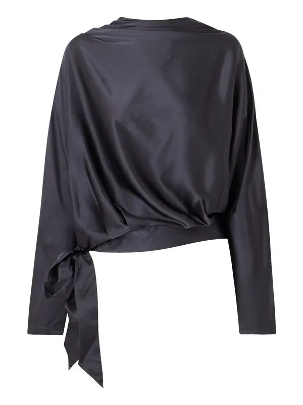 Staud Phoebe Draped Silk-blend Satin Blouse - Purple
