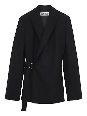 Loewe Peak-lapel Draped Wool-blend Jacket - Black