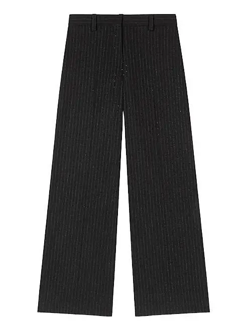 Maje Pinstriped Rhinestone Trousers - Black