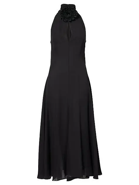 Alaïa High-neck Flower Woven Midi Dress - Noir Alaia