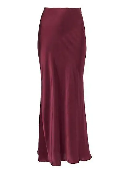 Dissh Bias-cut Silk Midi Skirt - Merlot