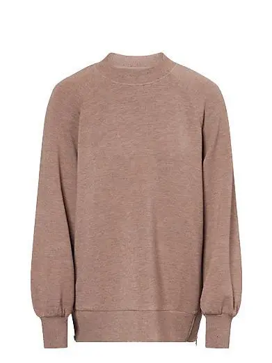 Varley Nicole Boyfriend Jersey Sweatshirt - Deep Taupe Marl Fleck