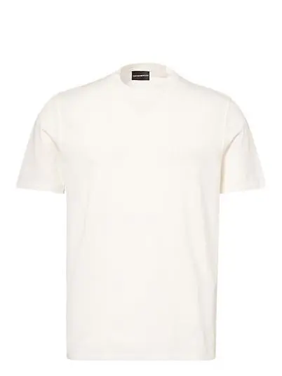 Emporio Armani Embossed-brand Relaxed-fit Cotton-jersey T-shirt - U0003 Off White Dis 2
