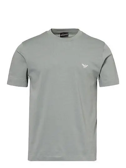 Emporio Armani Eagle-embroidery Relaxed-fit Cotton-jersey T-shirt - Stormy Sea