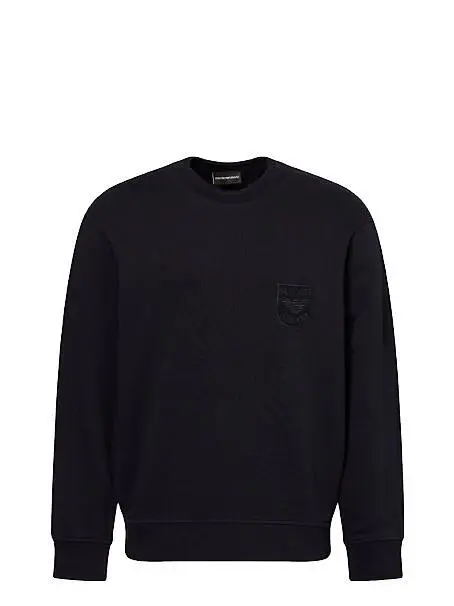 Emporio Armani Brand-patch Relaxed-fit Sweatshirt - Iconico 0920 Blu Navy Ea