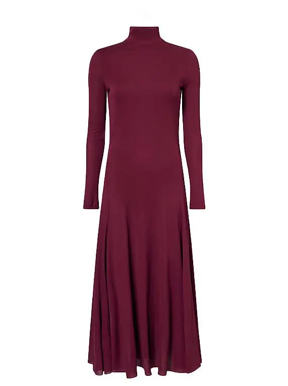 Alaïa High-neck Heart Woven Midi Dress - Prune