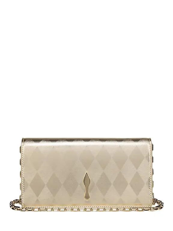 CHRISTIAN LOUBOUTIN Bettina Leather Clutch - Light Platine/gold