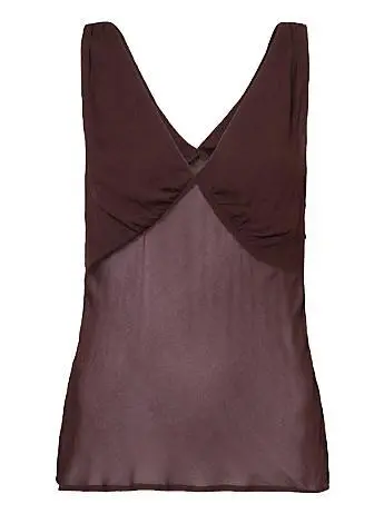 Dissh Jorja V-neck Crepe Top - Dark Chocolate