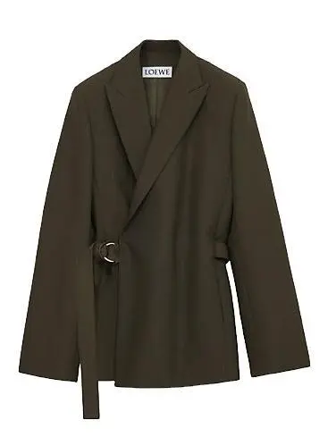 Loewe Peak-lapel Draped Jacket - Khaki Green
