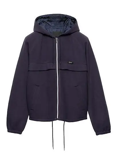 Prada Technical Hooded Woven Blouson Jacket - Blue