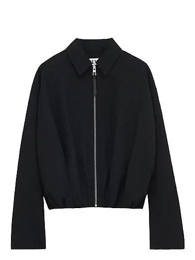 Loewe Draped Long-sleeve Wool Blend Jacket - Black