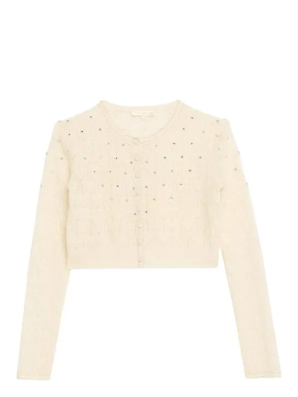 LoveShackFancy Calico Embellished Pointelle Cardigan - Ivory