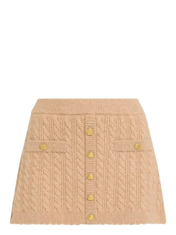LoveShackFancy Berritt Cable-knit Mini Skirt - Camel Mela