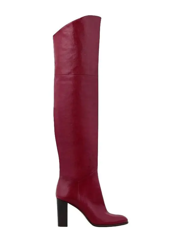 Ba&sh Ciry Full-grain Leather Boots - Red