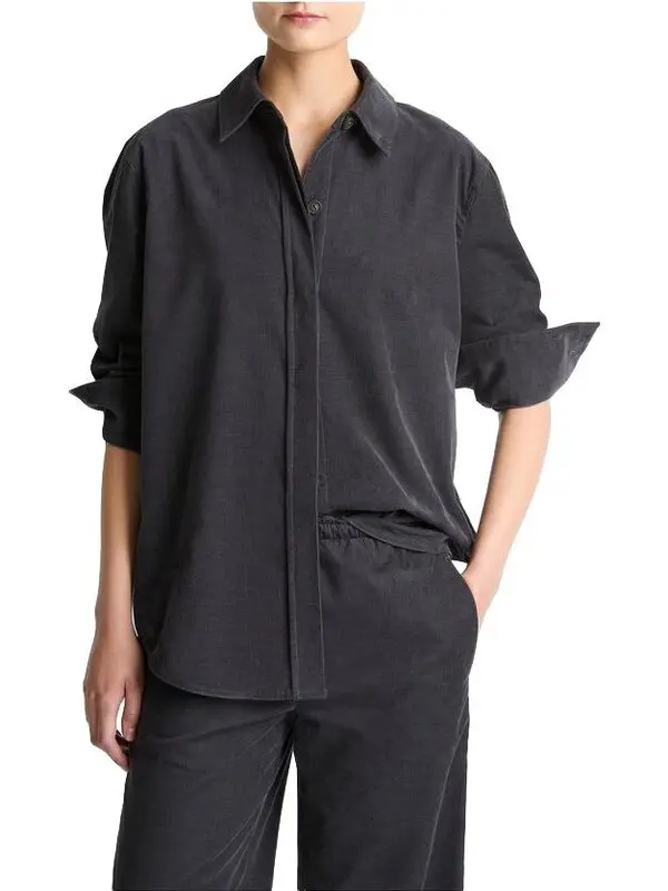 Vince Cotton Corduroy Oversized Shirt - Gray