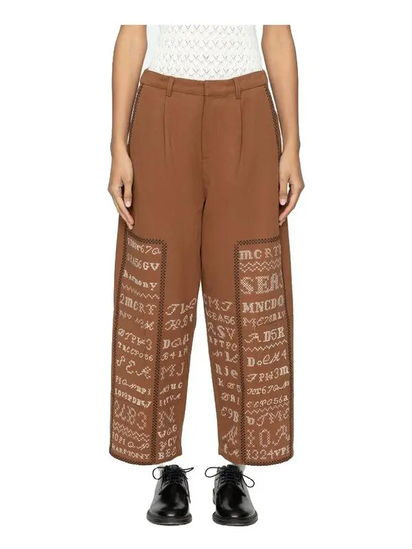 Sea Kit Embroidered Pants - Brown