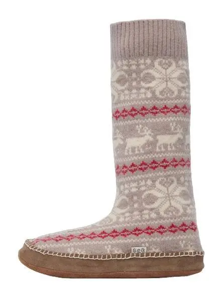 Sea Hollis Fair Isle Knit Slippers - Natural