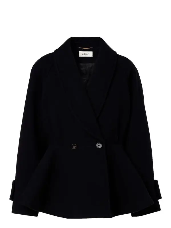 Chloé Peplum Wool-blend Coat - Blue