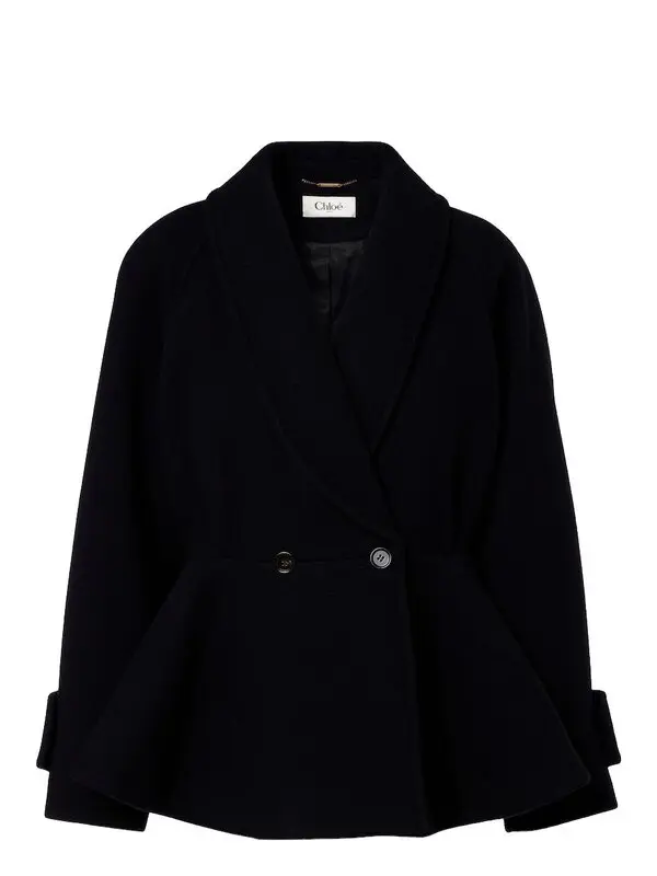 Chloé Peplum Wool-blend Coat - Blue
