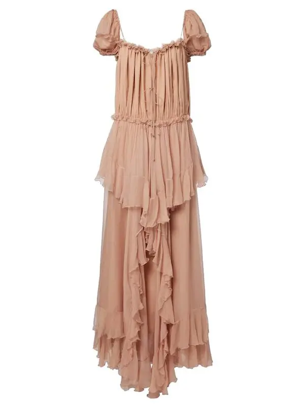 Chloé Ruffled Silk Gown - Pink