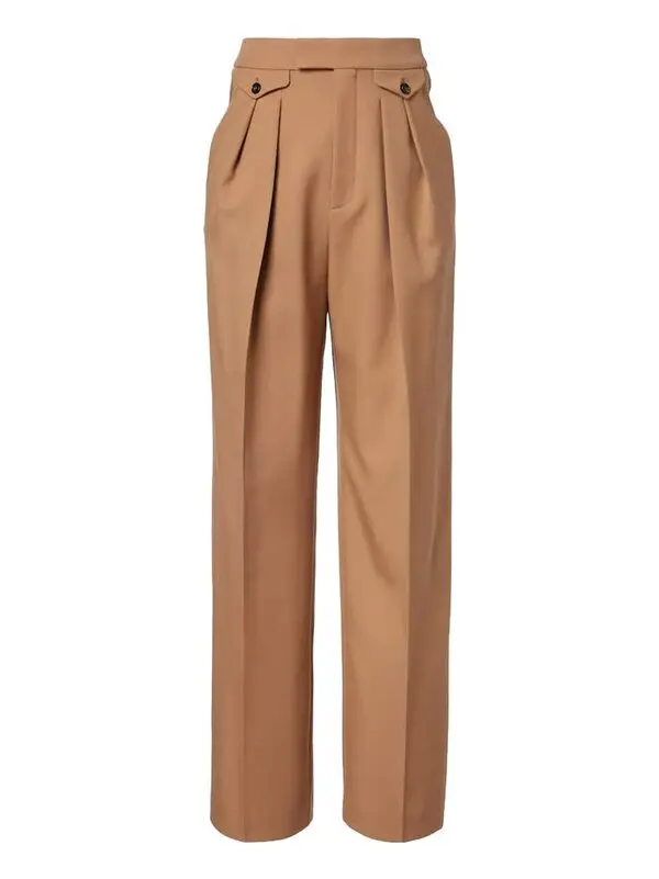 Chloé High-rise Wide-leg Wool Pants - Brown