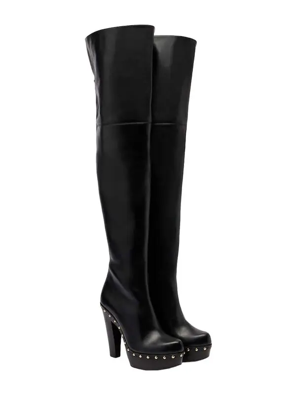 Chloé Lola Studded Leather Over-the-knee Boots - Black