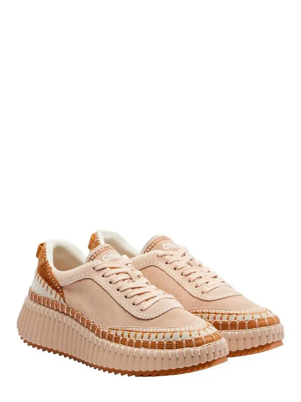 Chloé Nama Suede Platform Sneakers - Pink