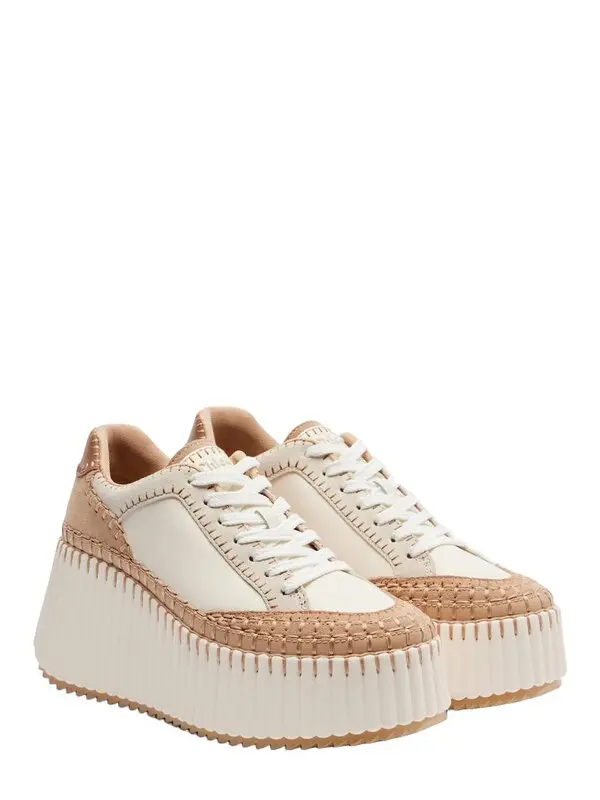 Chloé Nama Leather Platform Sneakers - Neutrals
