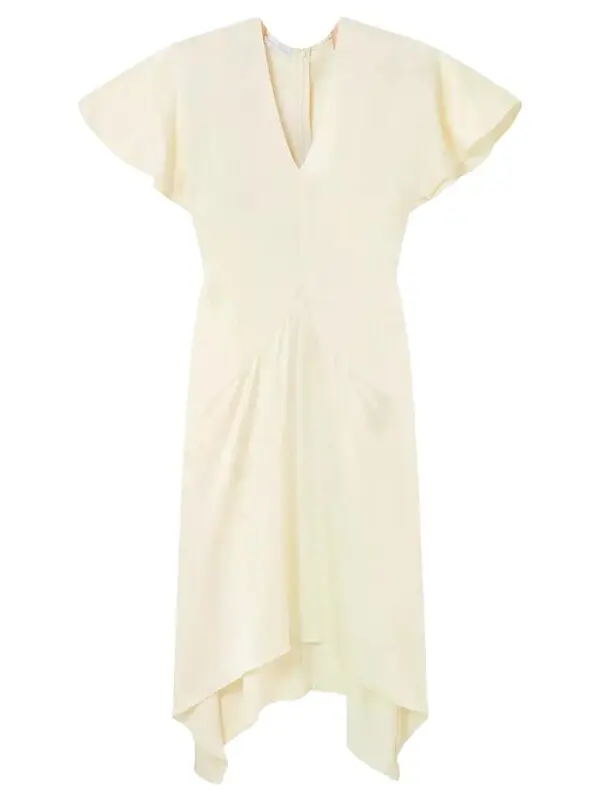 Stella McCartney V-neck Satin Midi Dress - Neutrals