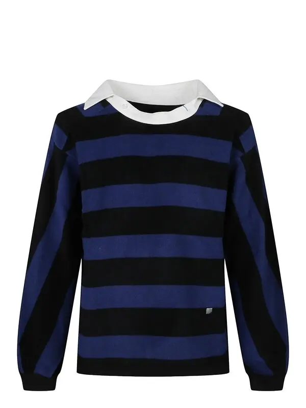 ADER ERROR Striped Polo Sweatshirt - Blue