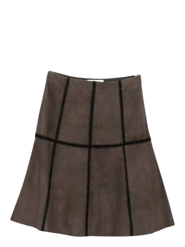 BLUGIRL Dian Suede And Crochet Skirt - Brown