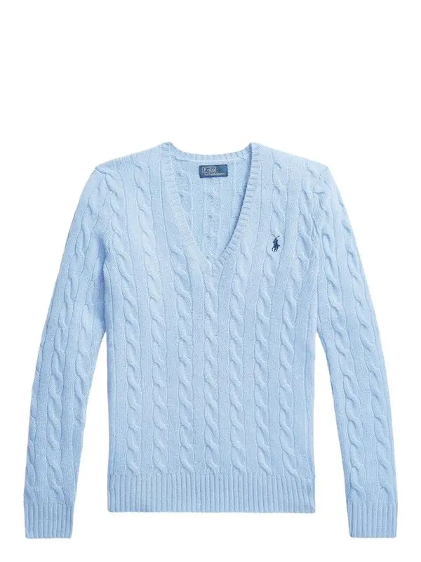Polo Ralph Lauren V-neck Sweater With Logo - Blue