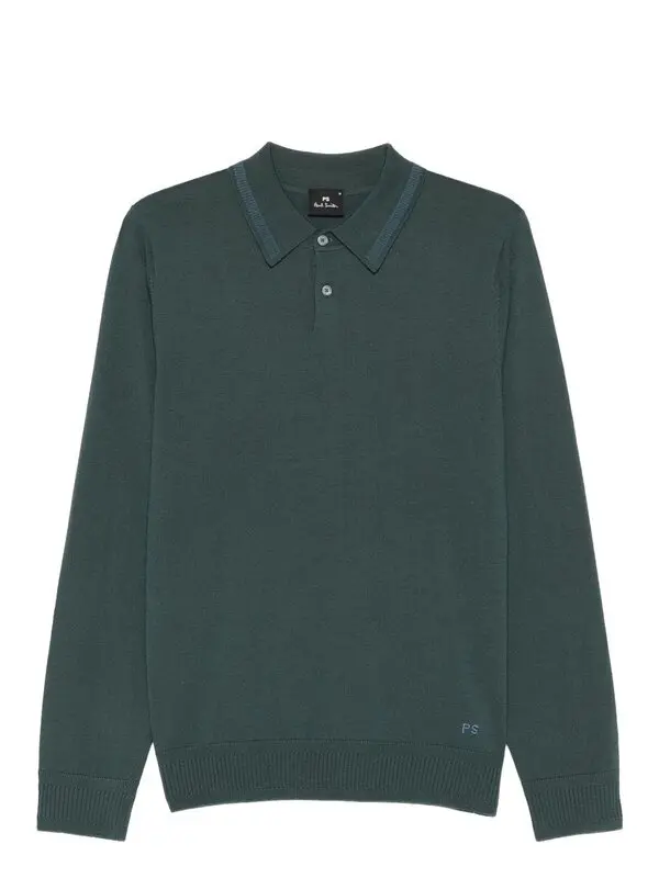 Paul Smith High Neck Polo With Bottons - Green