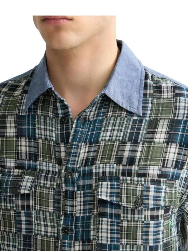Scotch & Soda Apos;s Patchwork Flannel Relaxed-fit Button-down Shirt - Thyme Patc