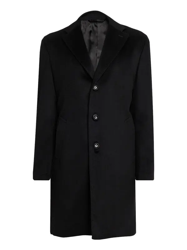 Neiman Marcus Cashmere Single-breasted Overcoat - Black