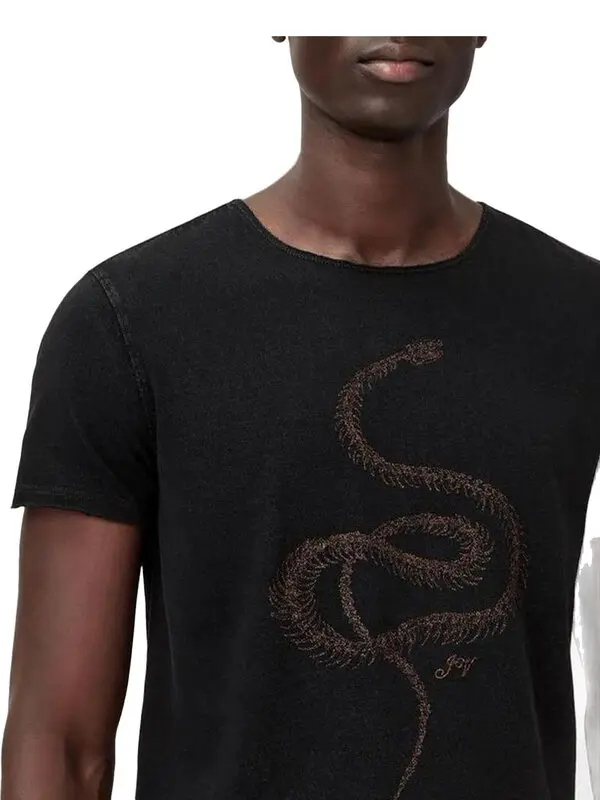 John Varvatos Apos;s Fine Line Embroidered Snake T-shirt - Black