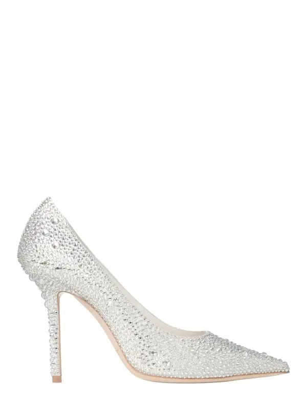 JIMMY CHOO Love 100 Satin Pumps With Crystal Embellishment - Neutral