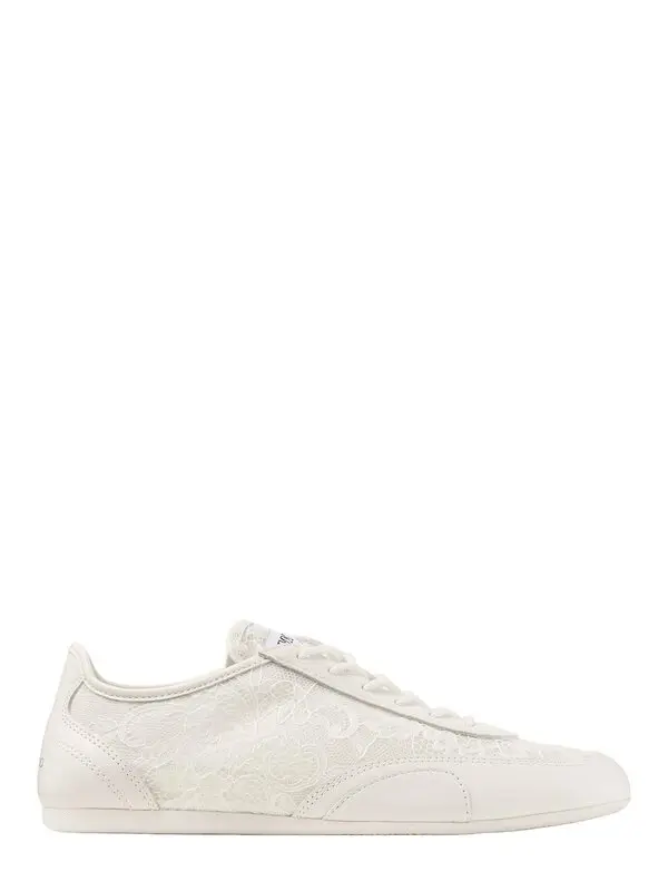 JIMMY CHOO Leather And Lace Low-top Sneakers - Latte Mix