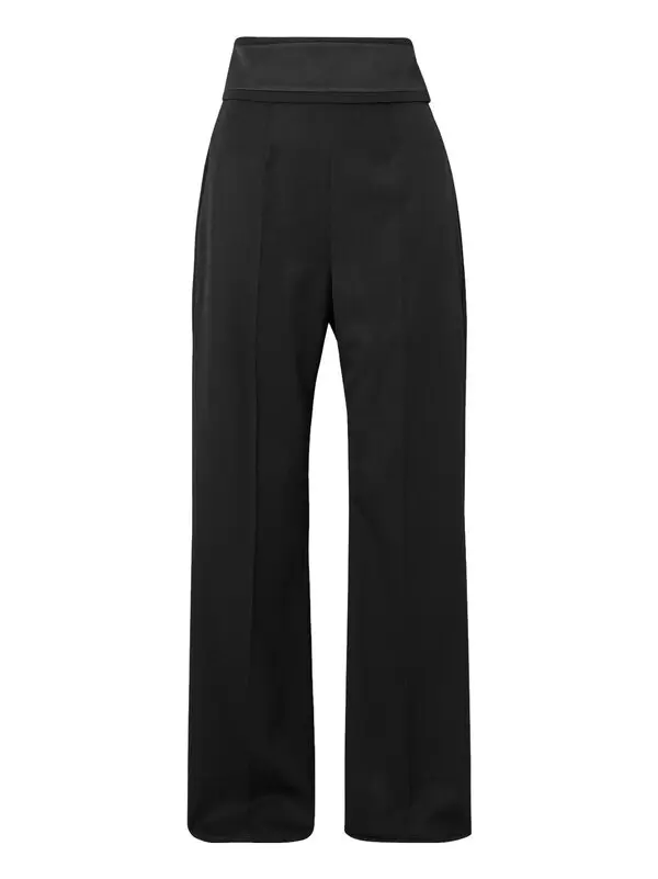 Alexander McQueen Satin-trimmed Grain De Poudre Wool Slim-leg Trousers - Black