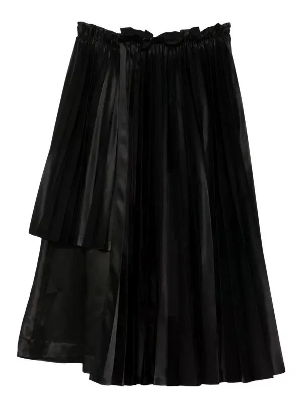 Noir Kei Ninomiya Pleated Asymmetric Midi Skirt - Black