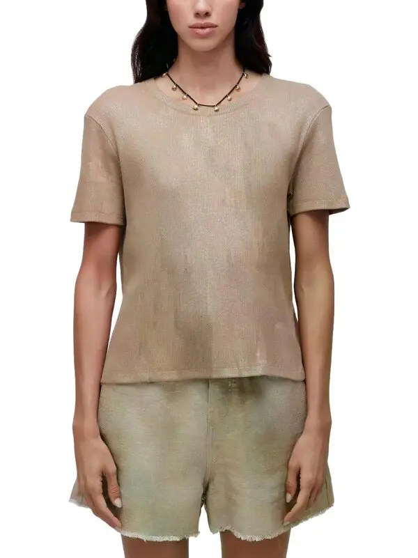 OSKLEN Metallic Ribbed T-shirt - Brown