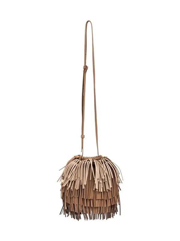 Zimmermann Fringe Linen Shoulder Bag - Brown