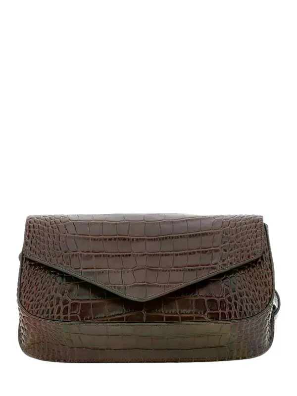MICOLI Giornal Croc-embossed Cross Body Bag - Brown