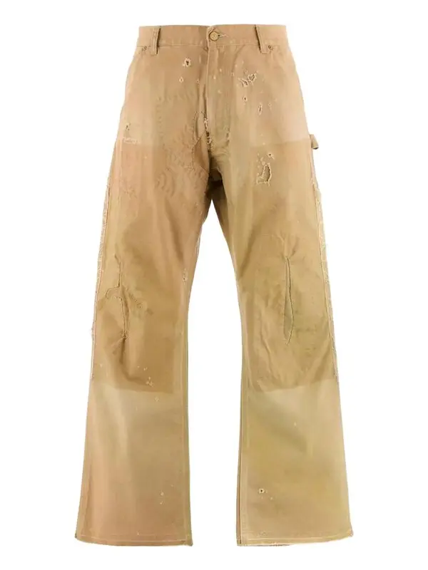 SAINT MXXXXXX Distressed-effect Trousers - Neutrals