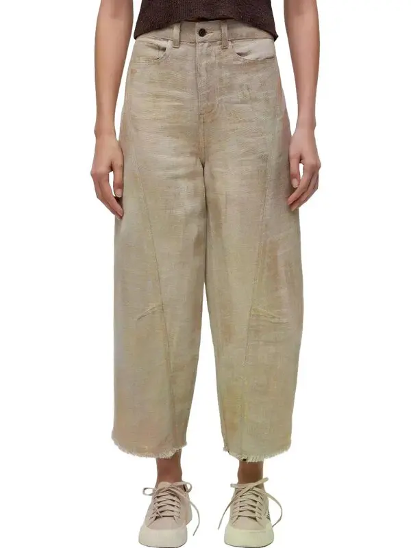 OSKLEN Metallic Frayed-hem Trousers - Neutrals